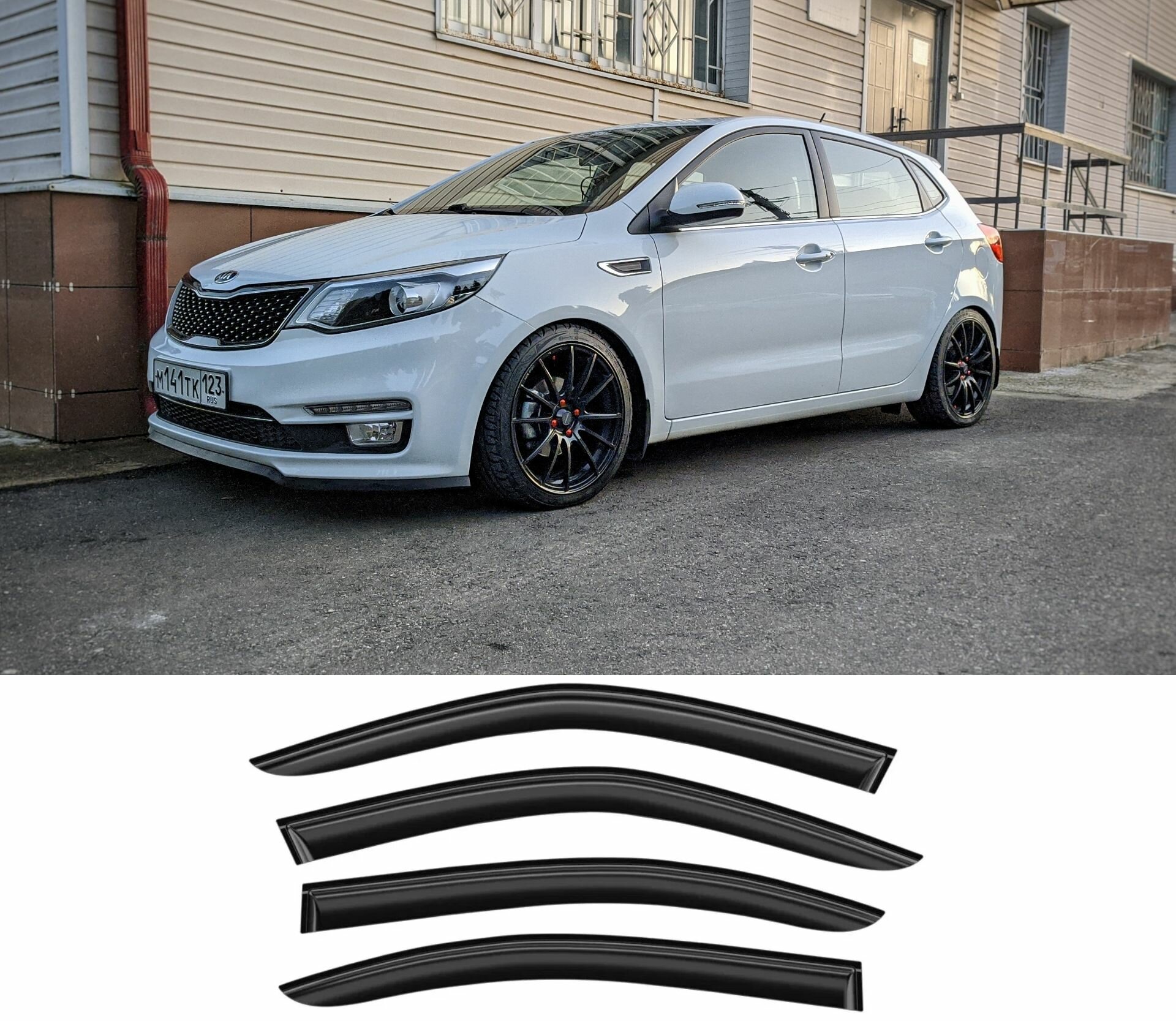 Дефлекторы боковых окон KIA Rio Киа Рио 3 хэтчбек (2005-2011)
