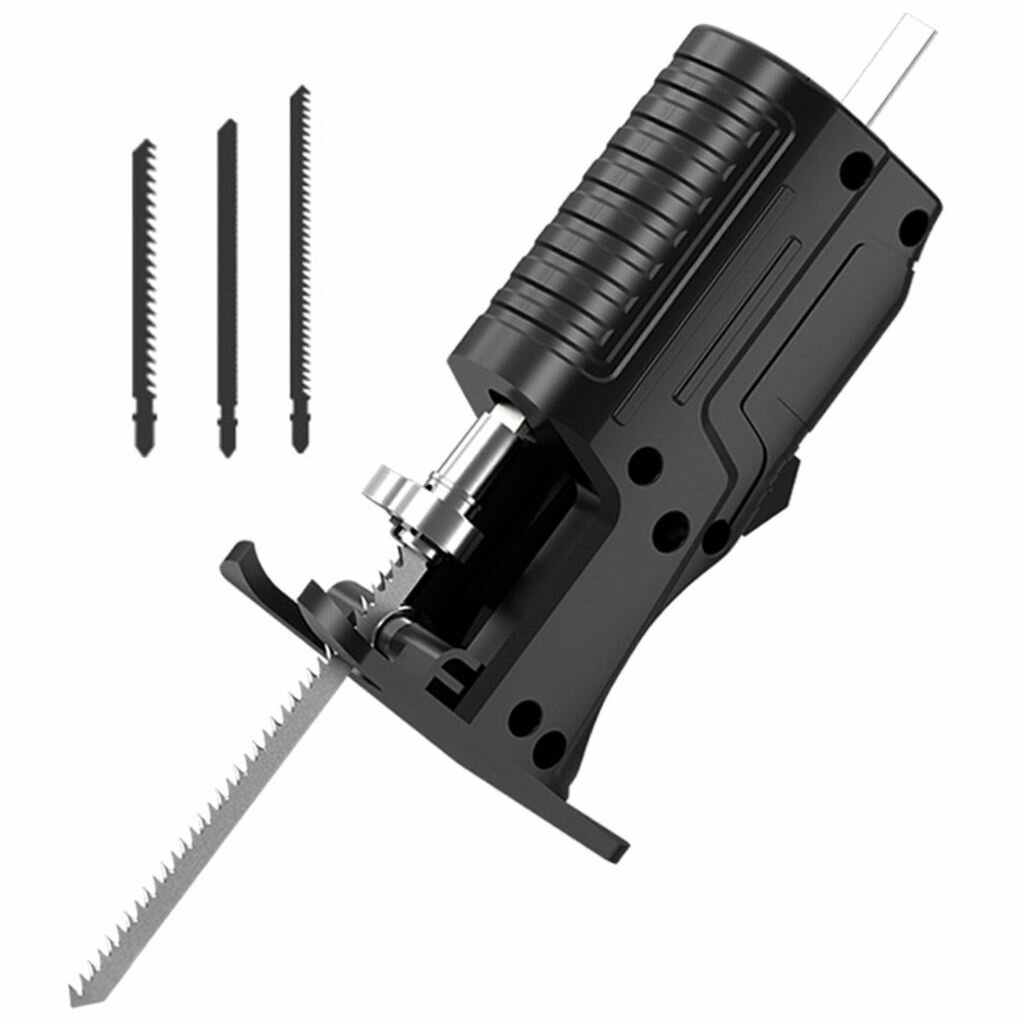 Ручная электродрель, электропила, преобразовательная головка, одиночная турбина / позиционирование направляющего колеса + 3 пильных полотна