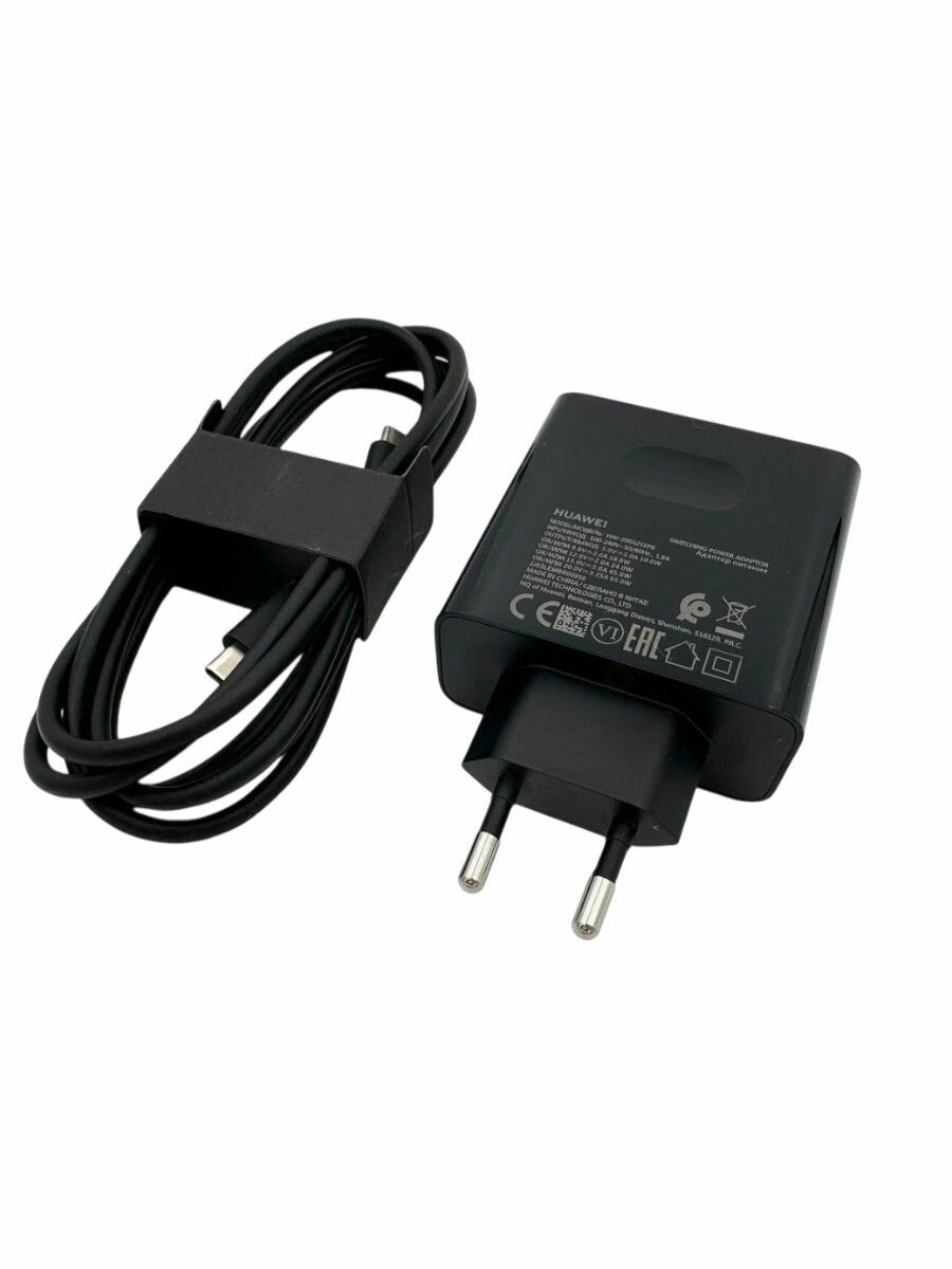 Блок питания Huawei Type-C, 65W (5V-2A, 9V-2A, 12V-2A, 15V-3A, 20V-3.25A) с вилкой, ORG