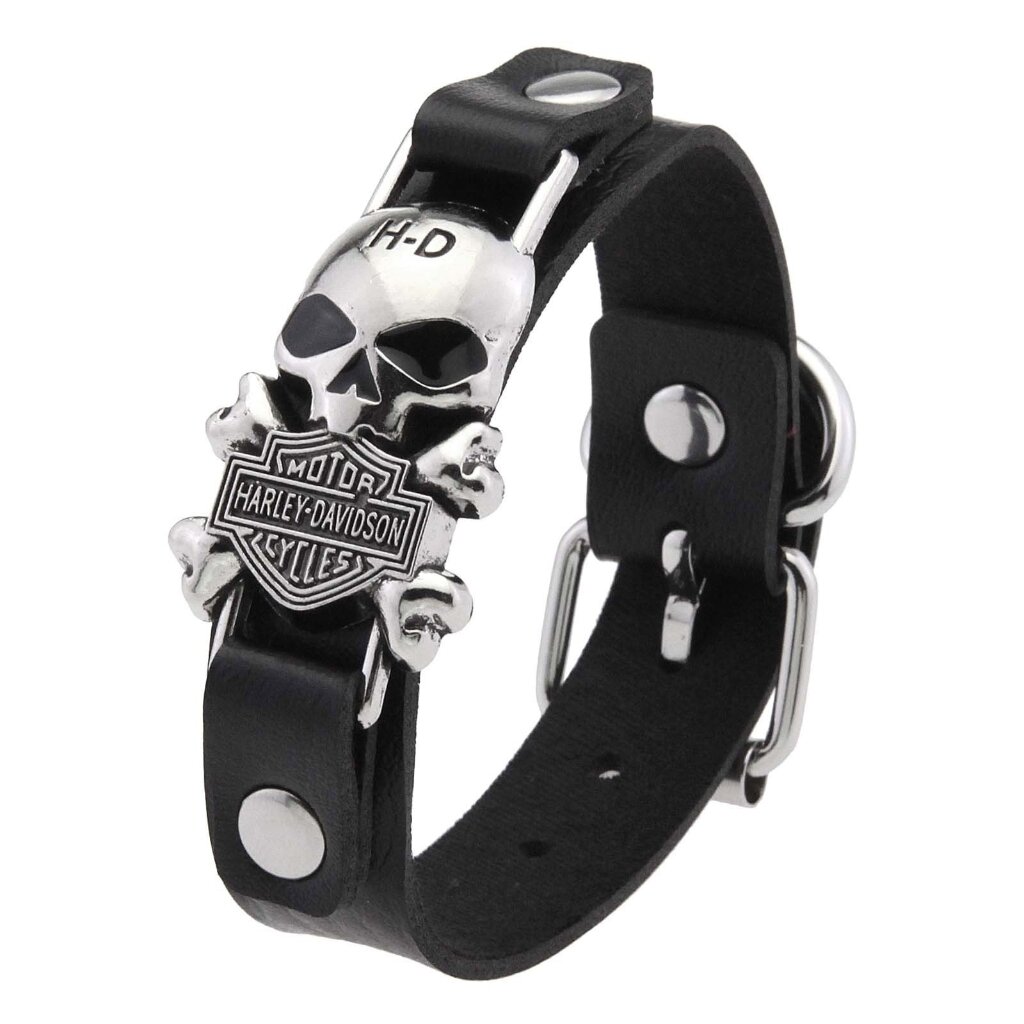 Браслет С Черепом в стиле Панк-Черный