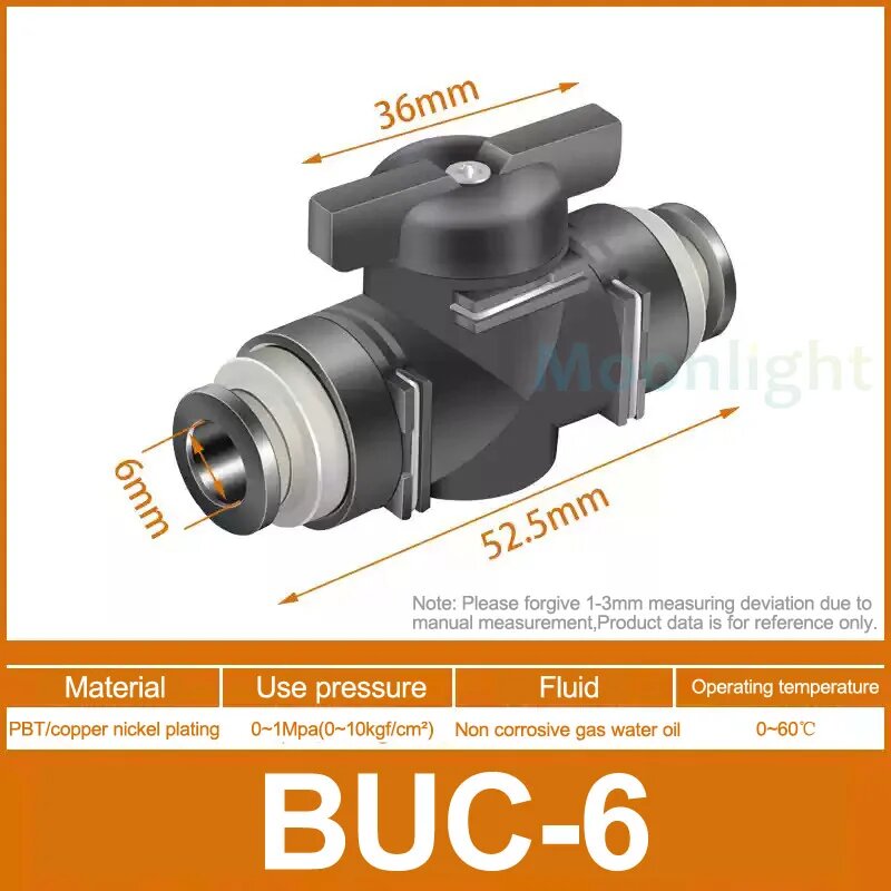 Пневматический быстроразъемный соединитель BUC-06(black) 6 мм