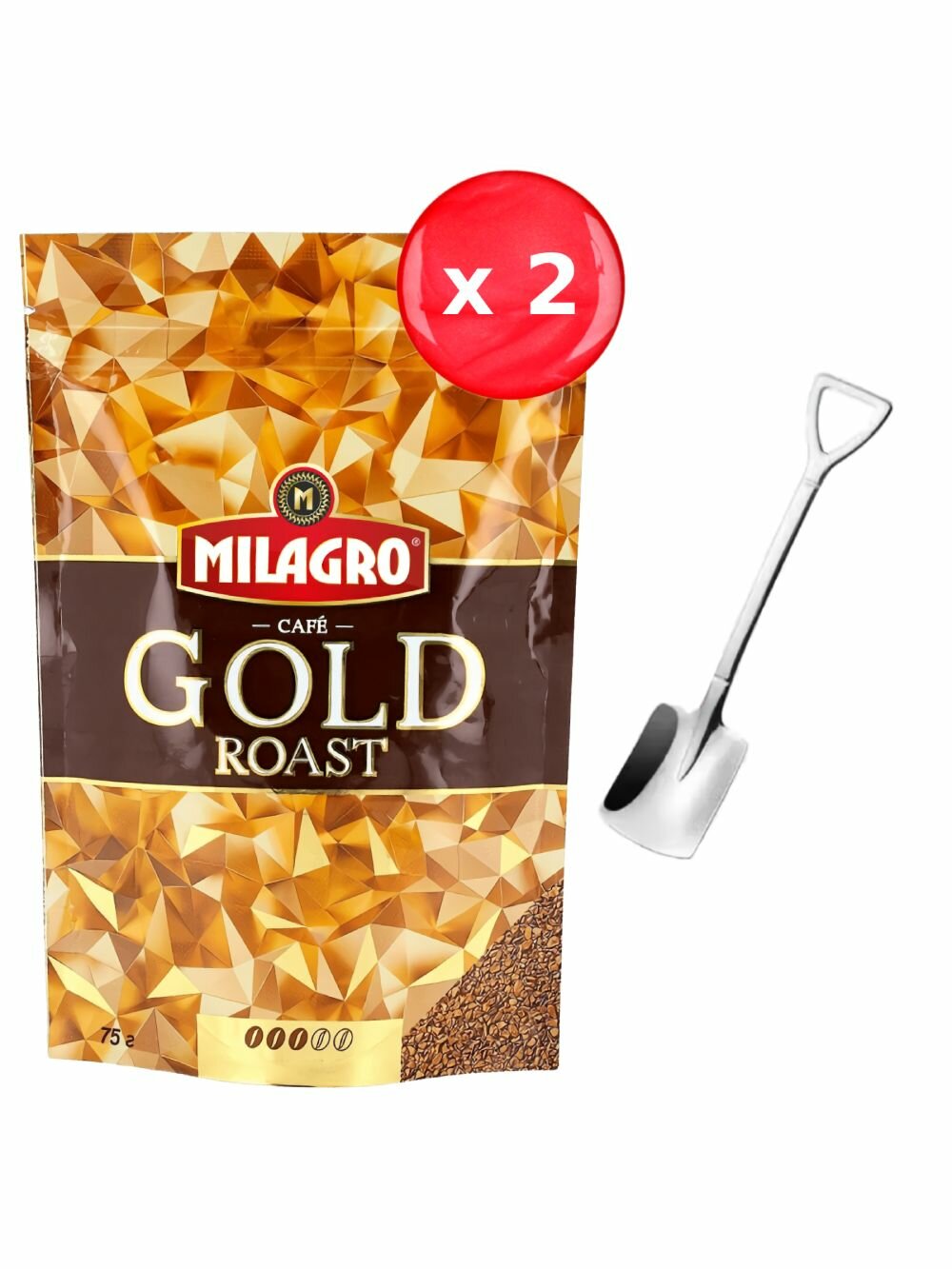 Кофе Milagro Gold Roast растворимый сублимированный, 75 г х 2 шт + ложка