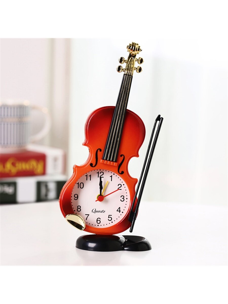 Эксклюзивные часы настольные с функцией будильника в виде скрипки