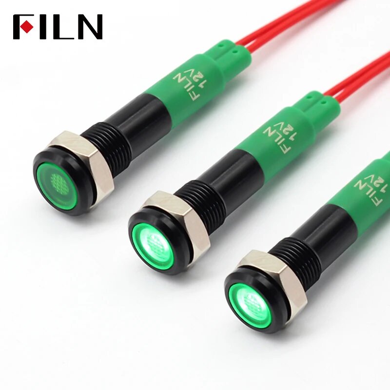FILN Светодиодный индикатор 6мм, 12-24V, Black Green