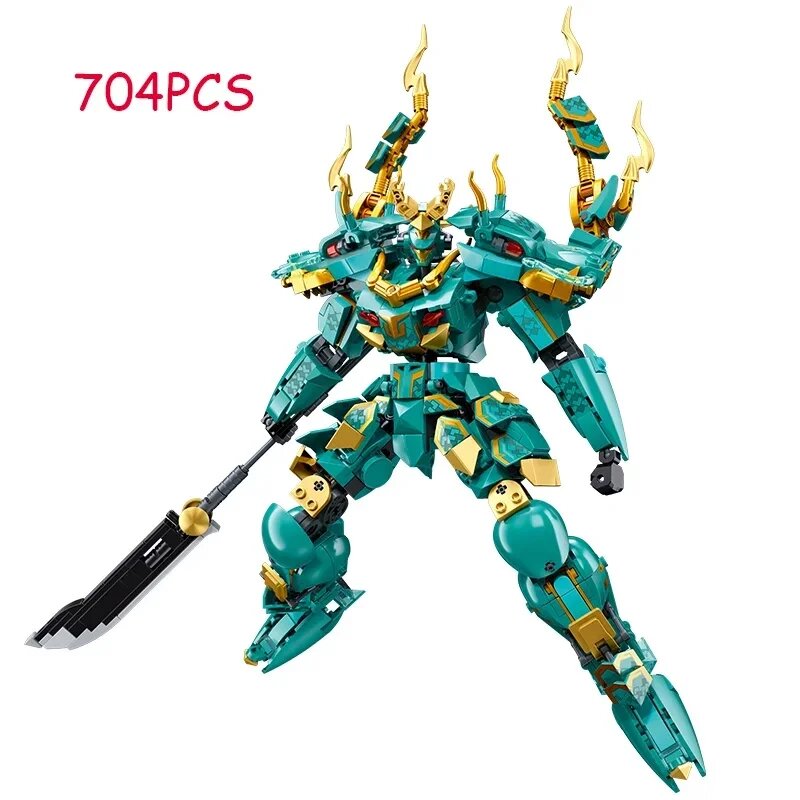 Креативные строительные блоки White Tiger Mech Warrior, 2024 новый продукт, модель дракона «сделай сам», декоративные кирпичи, подарки на день рождения для мальчика- города