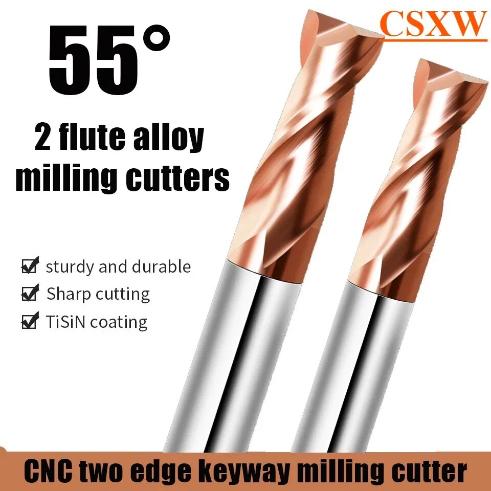 Фреза HRC55 с покрытием из сплава, инструмент из вольфрамовой стали, 2-лезвые концевые фрезы, оптовая продажа, фрезерные станки с верхней твердостью для металла 6.0x50L
