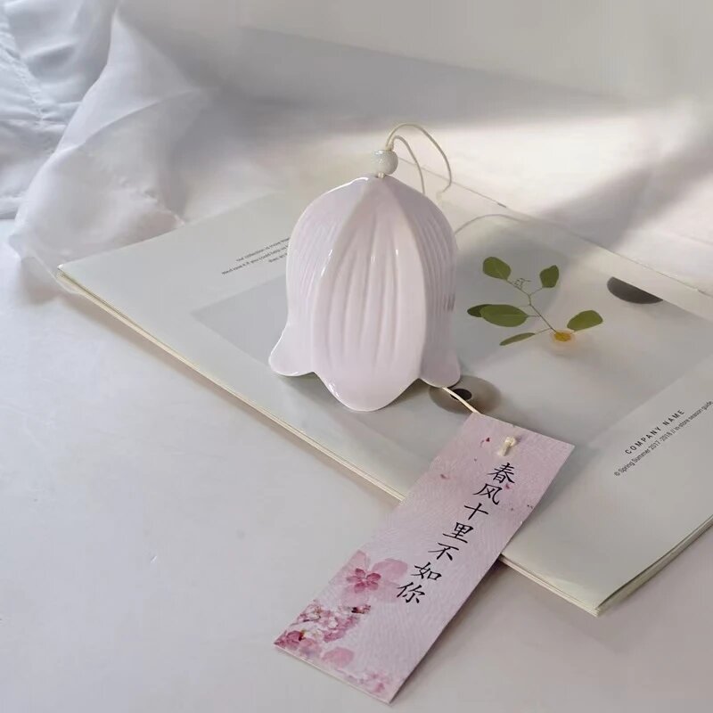 Керамический японский колокольчик Белый, Fl43A-pink