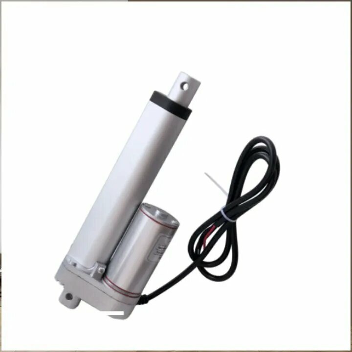 Линейный привод, 12В, серебристого цвета, длина хода до 25 см, нагрузка до 100кг