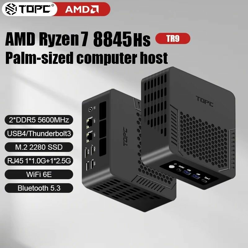 SZBOX мини ПК Ryzen 7 8845HS Windows 11 pro DDR5 M.2 2280 NVME SSD PCIE4.0 USB4.0 WIIF6E BT5.3