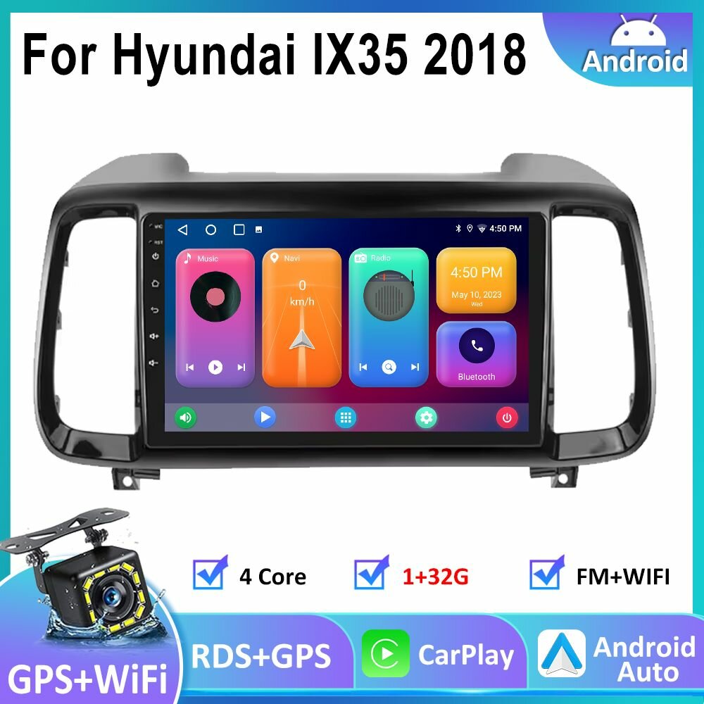 Магнитола для Hyundai IX35 Tucson 3 2018 , Автомагнитола для Хендай, Android 1+32GB 2din Мультимедиа Bluetooth FM WIFI Автомобильный