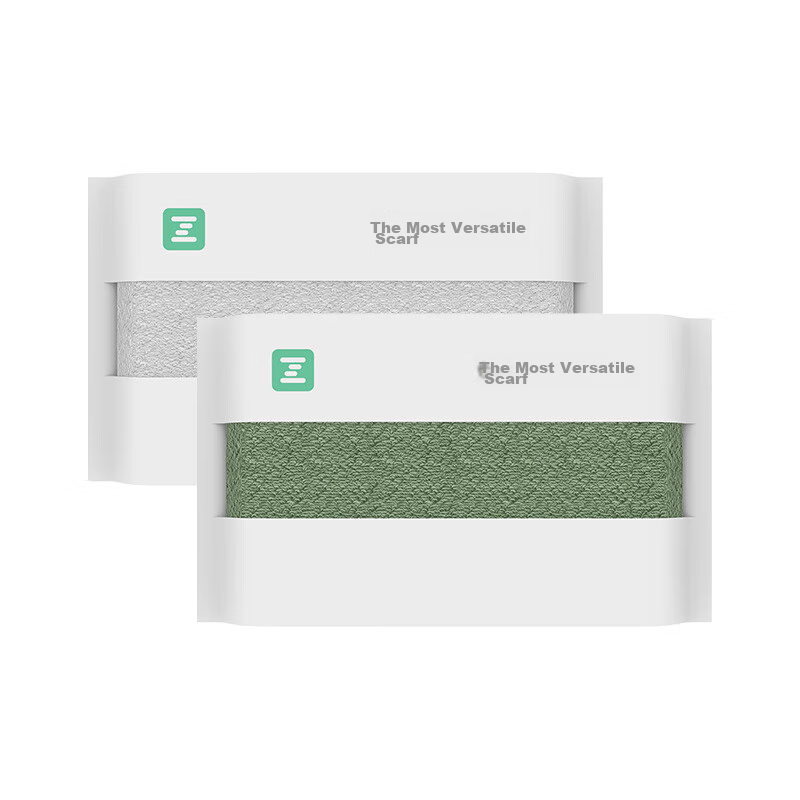 2-Pack Most Living Face Towels, Xinjiang Long-Staple Cotton Grade A Face Towels, Household Pure Cotton Absorbent Square Towels, Gray + Green