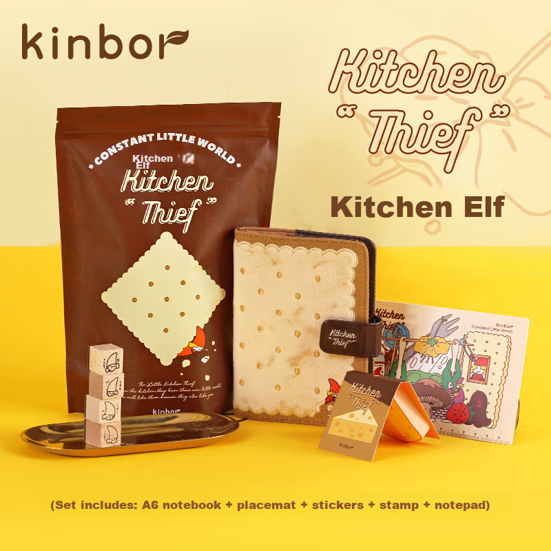Kinbor Kitchen Fairy 128-Sheet A6 Planner Notebook Gift Box Set, Notebook for Girls' Birthday Gift (A6 Planner Pad with Stickers, Stamp, And Sticky Notes) DT56085 Gift Set