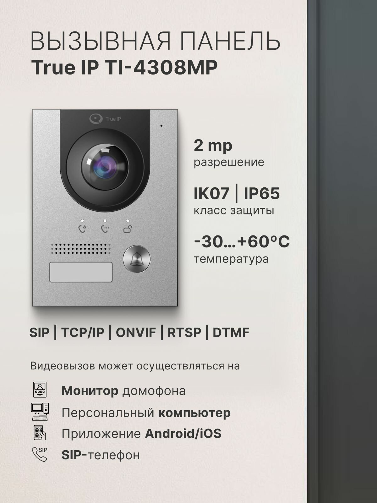 Вызывная IP-панель True IP TI-4308MP