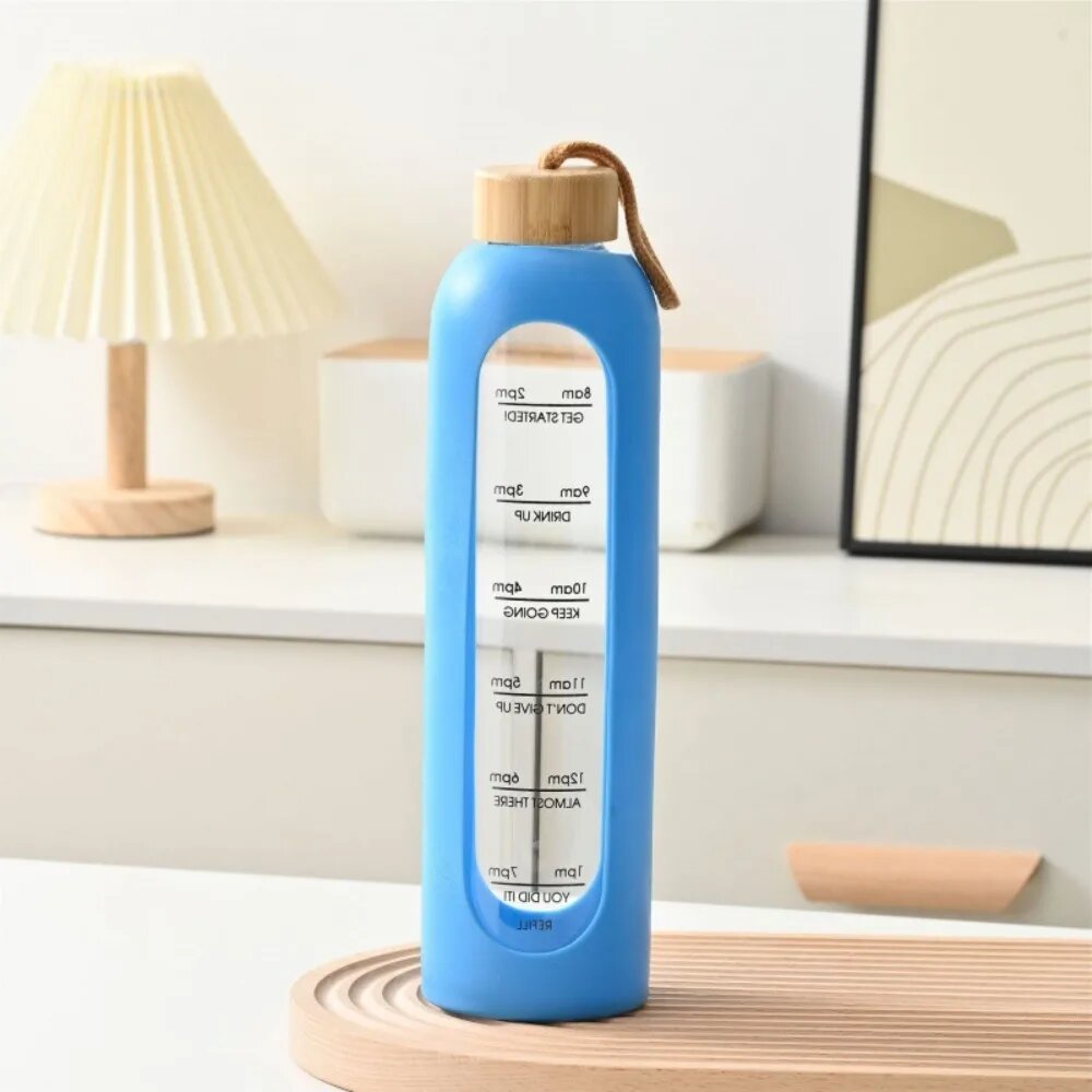 Стеклянная бутылка "большая ёмкость", для воды, стекло, bamboo крышка, 1000 мл