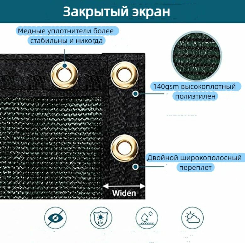 Лента заборная Коэффициент затенения 95%, 105 г/м2, для садов, заборов или навесов 0.9x5m — фото 1