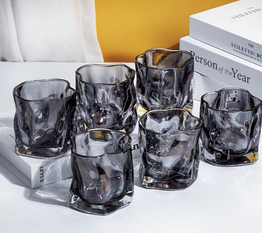 Набор бокалов из цветного стекла, 250 мл, 6 шт, Разноцветные , Кубок, Фужер