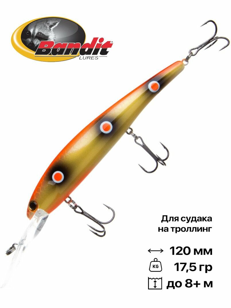 Воблер для троллинга Bandit Walleye Deep, плавающий, 120 мм, 17,5 гр, 5-8 м, #D87