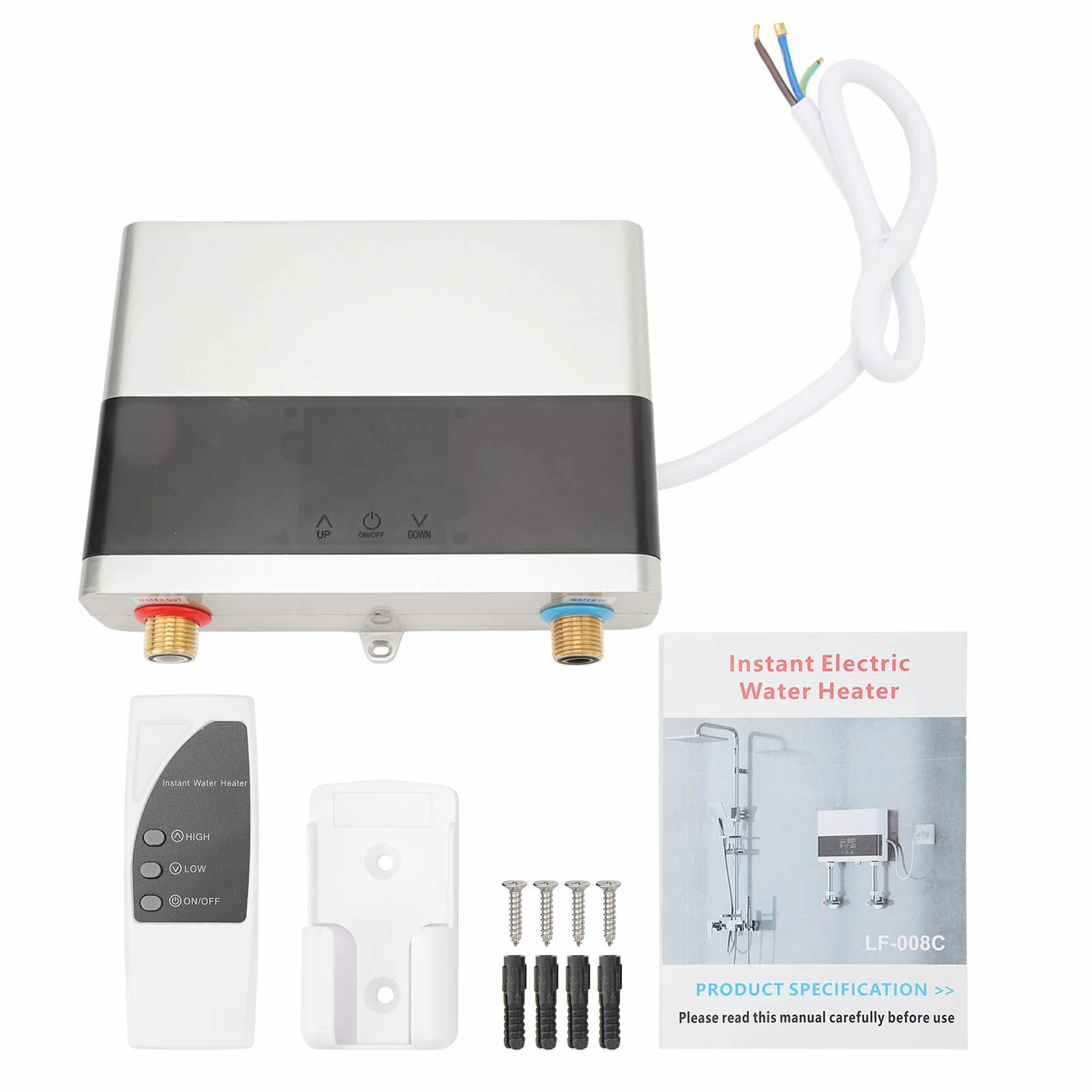 Электрический проточный водонагреватель 6000 Вт, домашний электрический водонагреватель для ванной комнаты, дома, кухни, ЕС, 220 В, серебристый