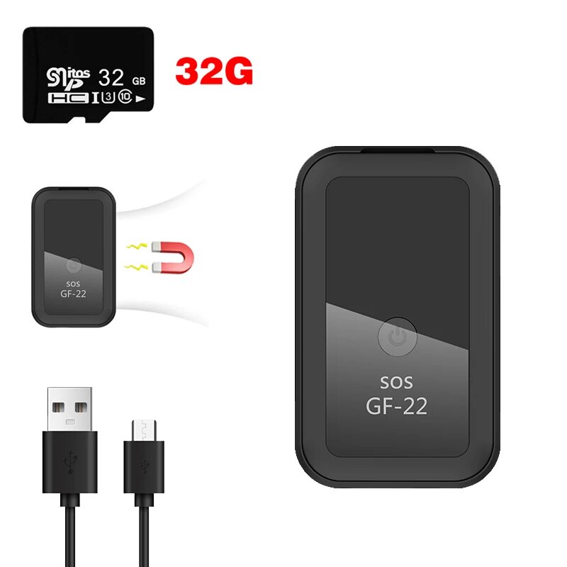 Новое устройство GPS-трекера, автомобильный трекер в реальном времени, голосовое управление, точное позиционирование мини-устройства 2023, устройство для определения местоположения устройства против потери, With 32G Card