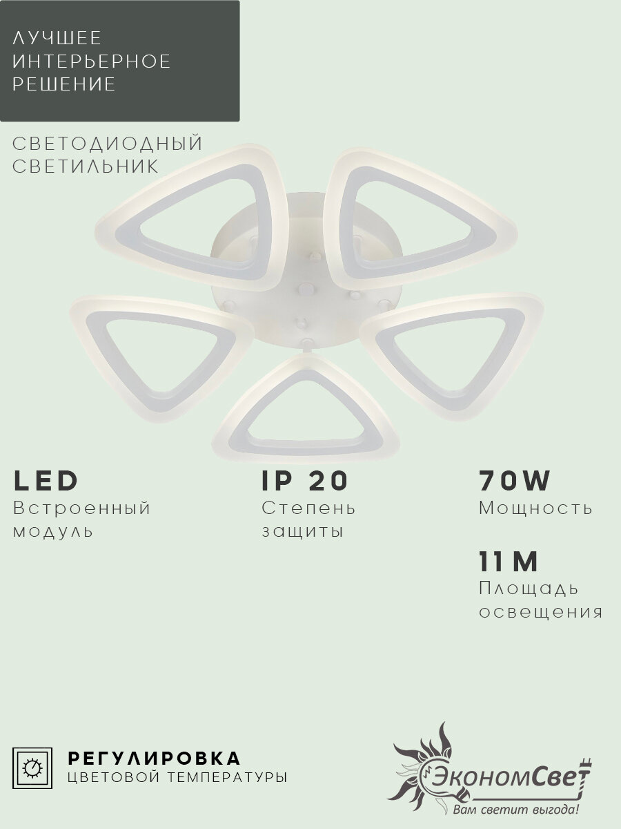 Потолочный светодиодный светильник 51309/5WT WT ЭкономСвет