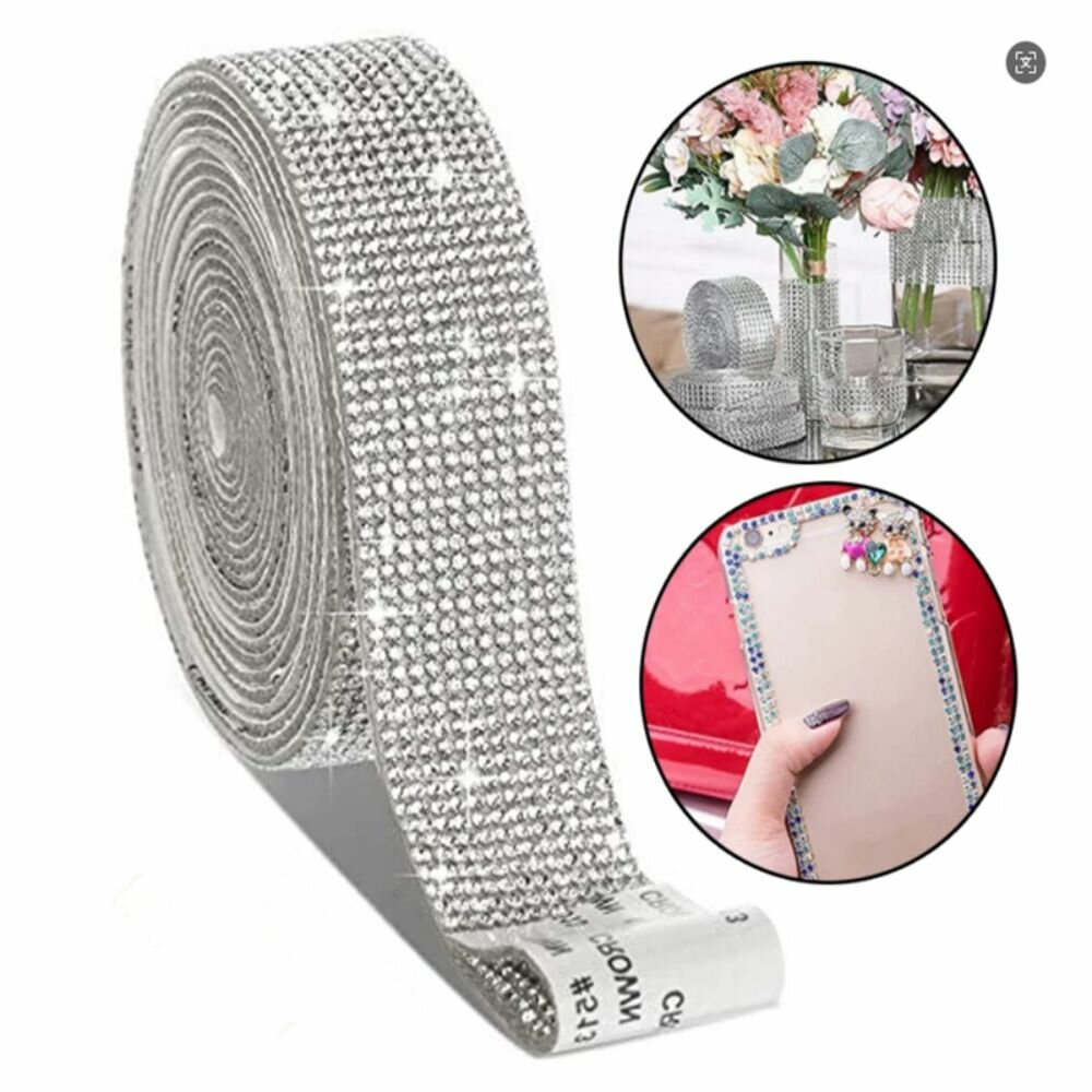 Самоклеящаяся наклейка со стразами, 1 рулон, блестящий декор для телефона, ноутбука, зеркала, маникюра и творчества, удобная сверкающая лента для скрапбукинга и подарков