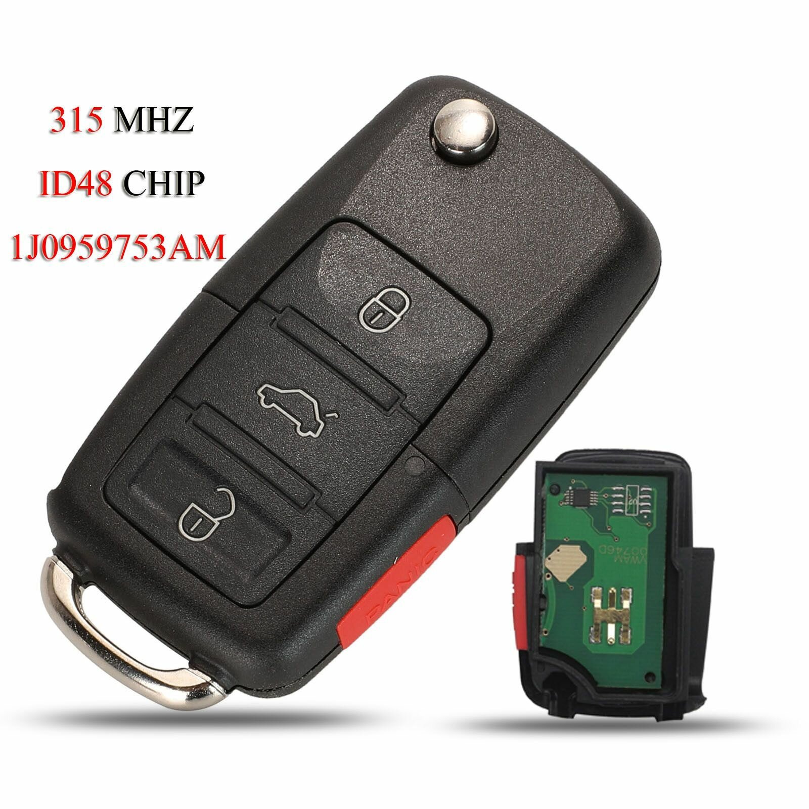 1J0959753AM Автомобильный Дистанционный ключ для VW Beetle Golf Passat Jetta 315Mhz ID48 1J0 959 753 AM 5FA008399-30 2000-2006 брелок