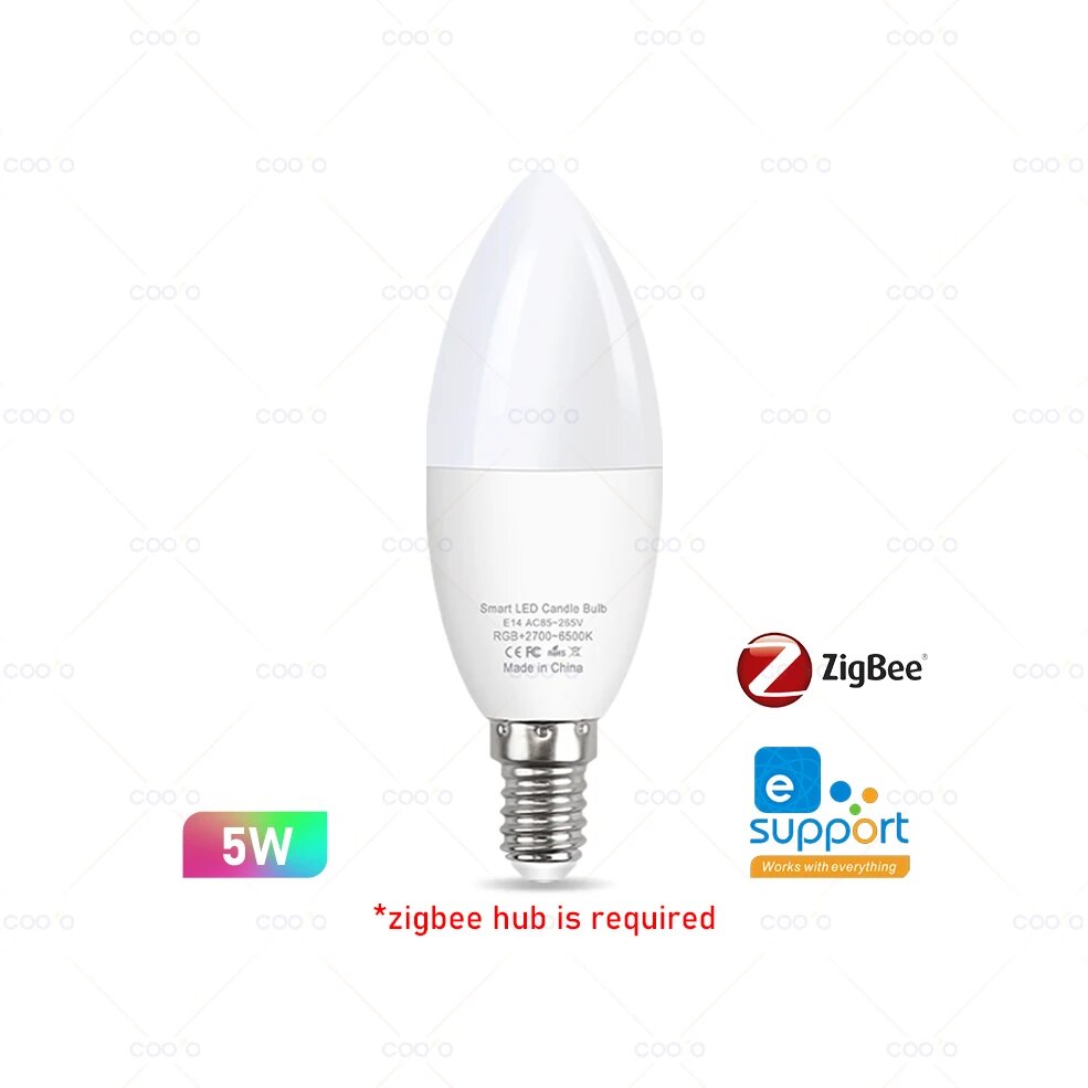 Coolo умная RGBW светодиодная лампа E27/E14/GU10 E14 Zigbee
