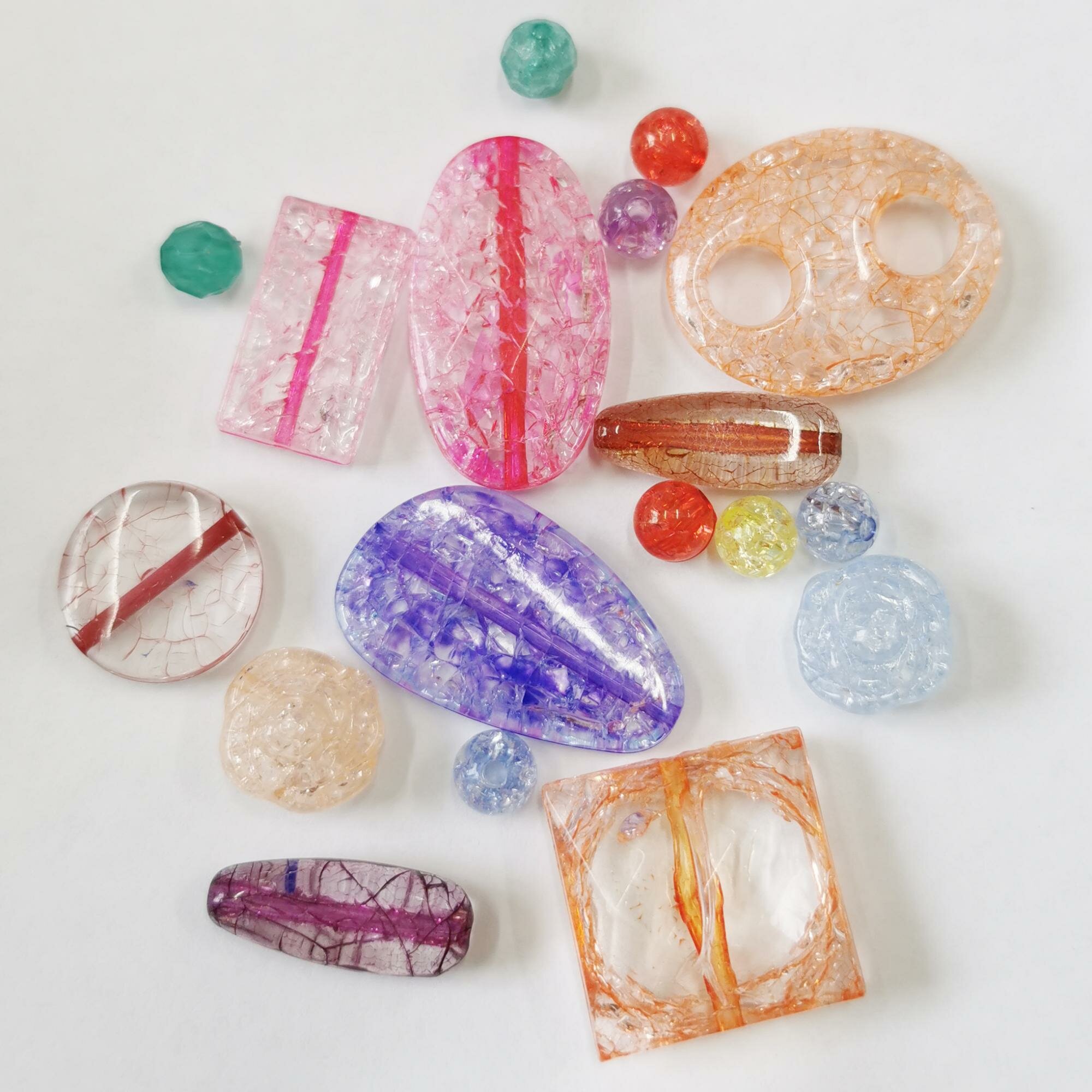 Бусины акриловые, 8-40мм, кракле, микс форм и цветов, 25 грамм