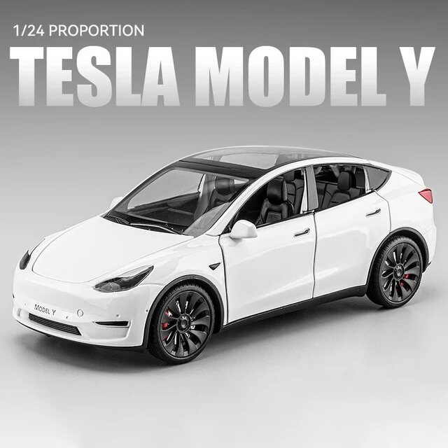 1:24 Roadster Model Y Model 3 Model S Модель игрушечной машины из сплава Звук и свет Детские игрушки Коллекционные подарки на день рождения