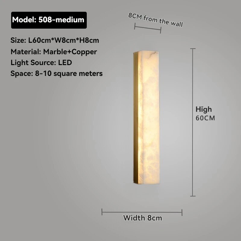 Artpad Настенный светильник из меди и мрамора, natural light 4000k, C type Gold L60cm