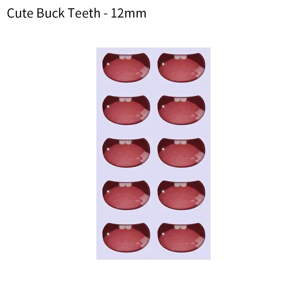 10 шт. Наклейки на рот кукол, Бордовый Buck Teeth-12mm
