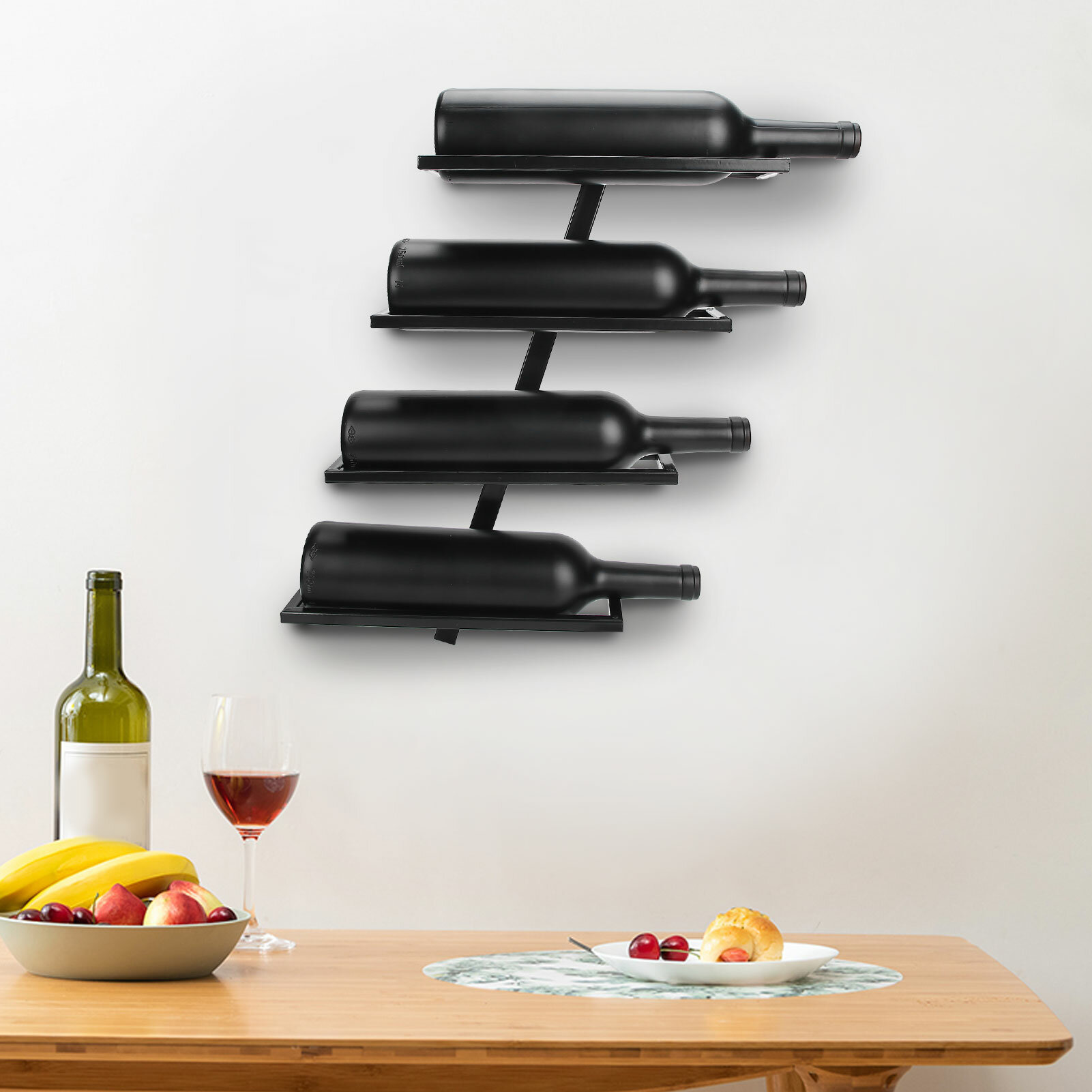 Настенный держатель для бутылок красного вина, полка для хранения для домашней кухни, бара, Декор4 бутылки