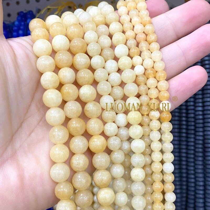LUOMAN XIARI натуральный халцедон бусины 6/8/10 мм желтые 10mm about 36pcs, chalcedony-045