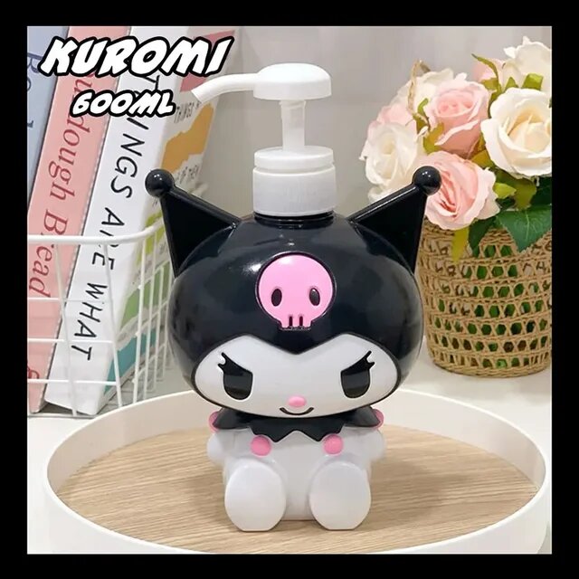 Диспенсер для мыла Sanrio для ванной Hello Kitty Kuromi 500-750 мл, многоразовый ручной насос, гель для душа, шампунь, многоразовая бутылка-контейнер