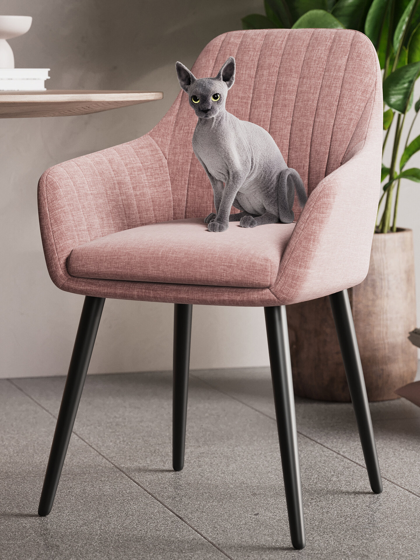 Стул кресло Moby для кухни мягкий велюр, цвет пыльная роза