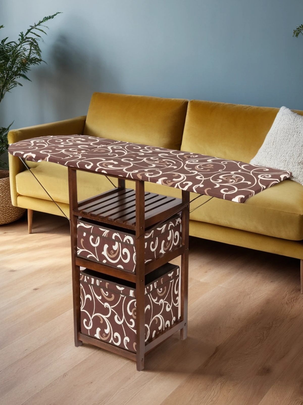 Гладильный комод на 2 ящика PRIME ДхШ: 44х40 см цвет орех/ткань коричневая