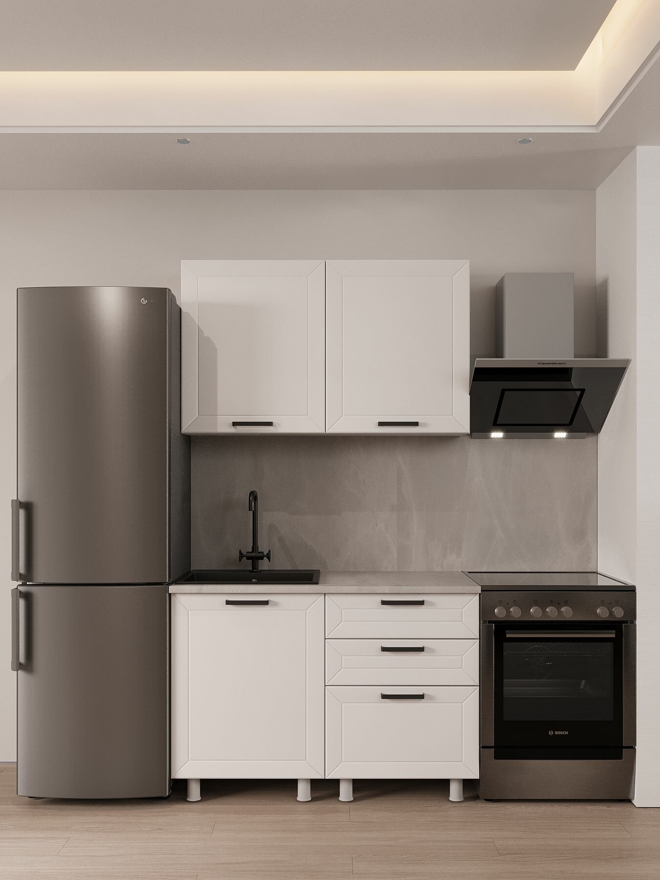 Кухонный гарнитур Лилия МДФ 1,2м молочный без столешницы мебельный РАЙ