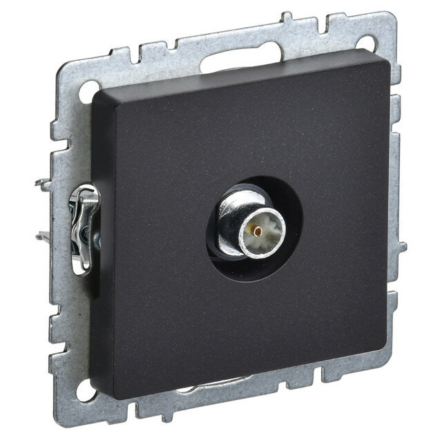 Розетка TV оконечная IEK BRITE черный корпус, коаксиальный выход для телевидения