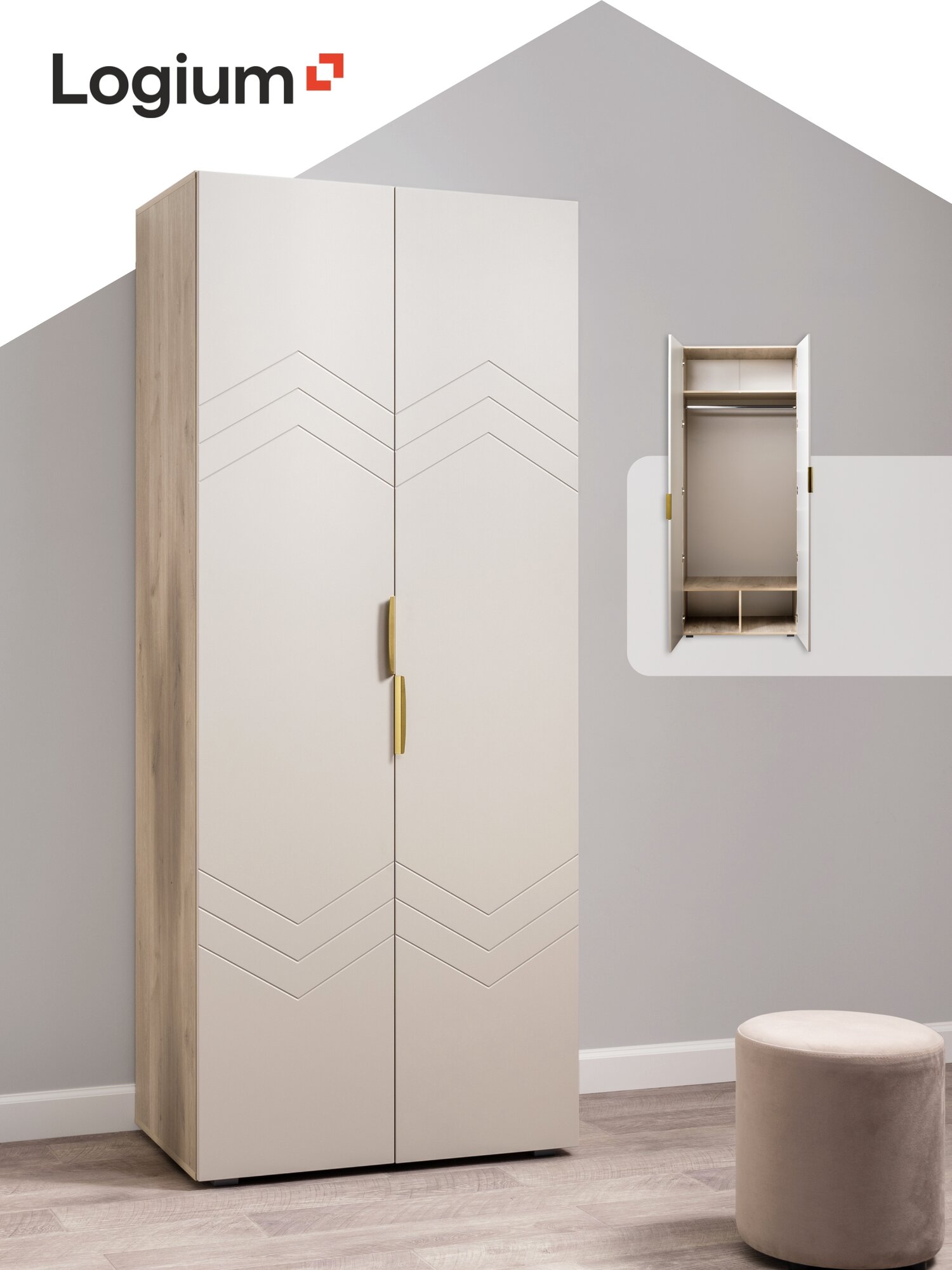 Шкаф распашной Венеция 16.318.02 Дуб белый exclusive, Моно керамика