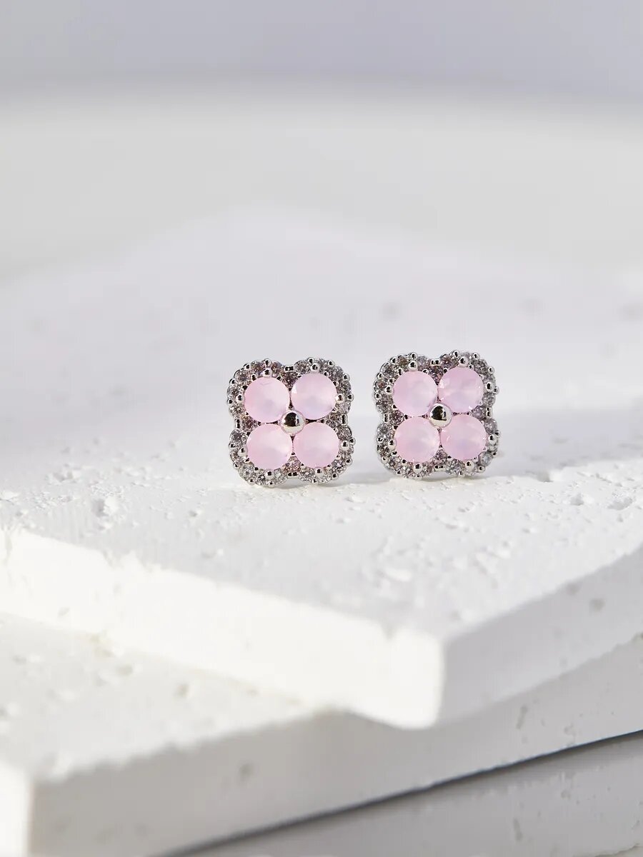 Серьги пусеты, фианит, циркон, кристалл