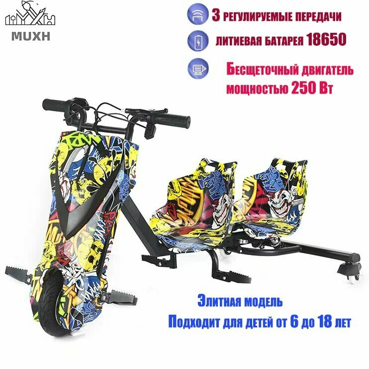 Карта для дрифта на электрическом самокате Roodbax Wolong "Дрифт на трехколесном велосипеде" молодежный танец в стиле хип-хоп