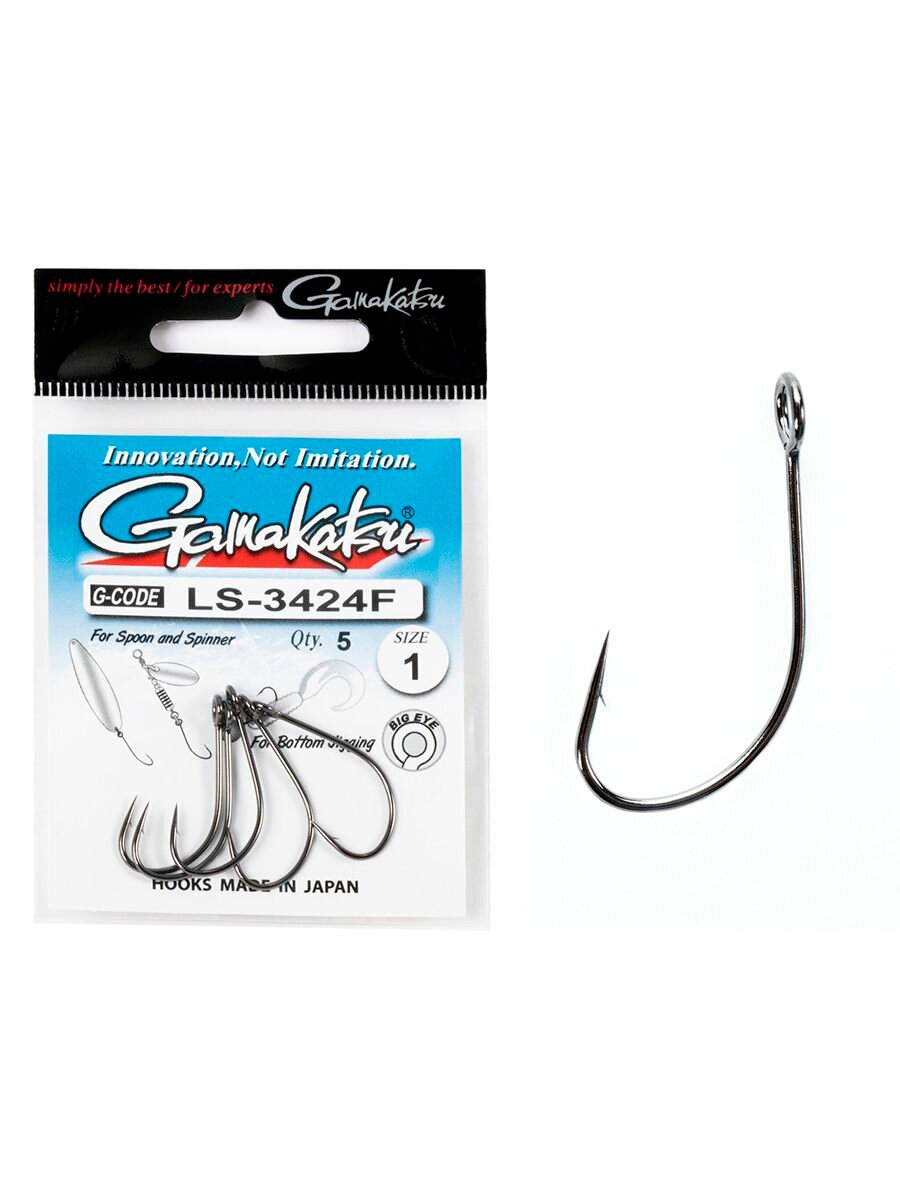 Крючки Gamakatsu LS-3424F NEW LABEL HOOKS BLACK размер 01 (упк.5шт.)