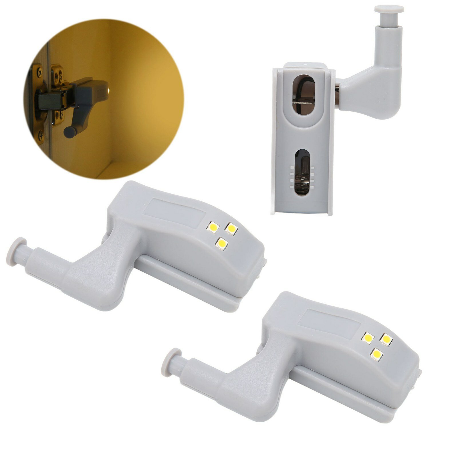 10 комплектов шарнирных светодиодных светильников высокой яркости, шарнирный светильник из АБС-пластика для шкафа с 3 светодиодными лампами, бусины, шарнирные светильники для гардероба, теплый свет