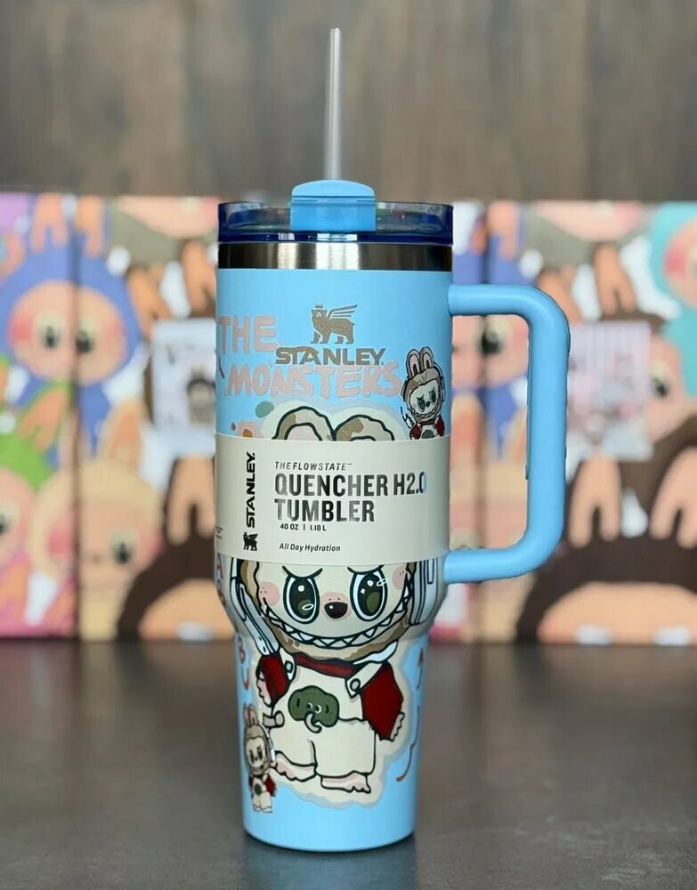 Термокружка с ручкой 40OZ Labubu из нержавеющей стали 1.18 литров