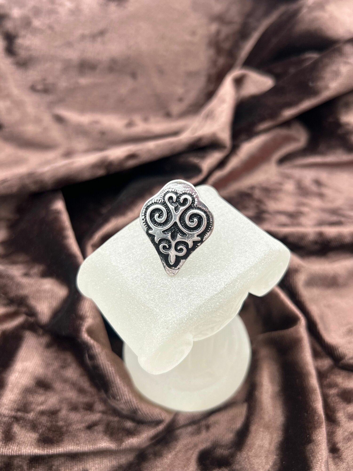 Винтажное мельхиоровое кольцо, эмаль, размер регулируется