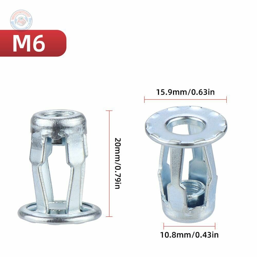 Лепестковые заклепки анкерные для гипсокартона, стальные расширяющиеся дюбеля-гайки, комплект 20 шт для крепления штор, ламп, полок и декора