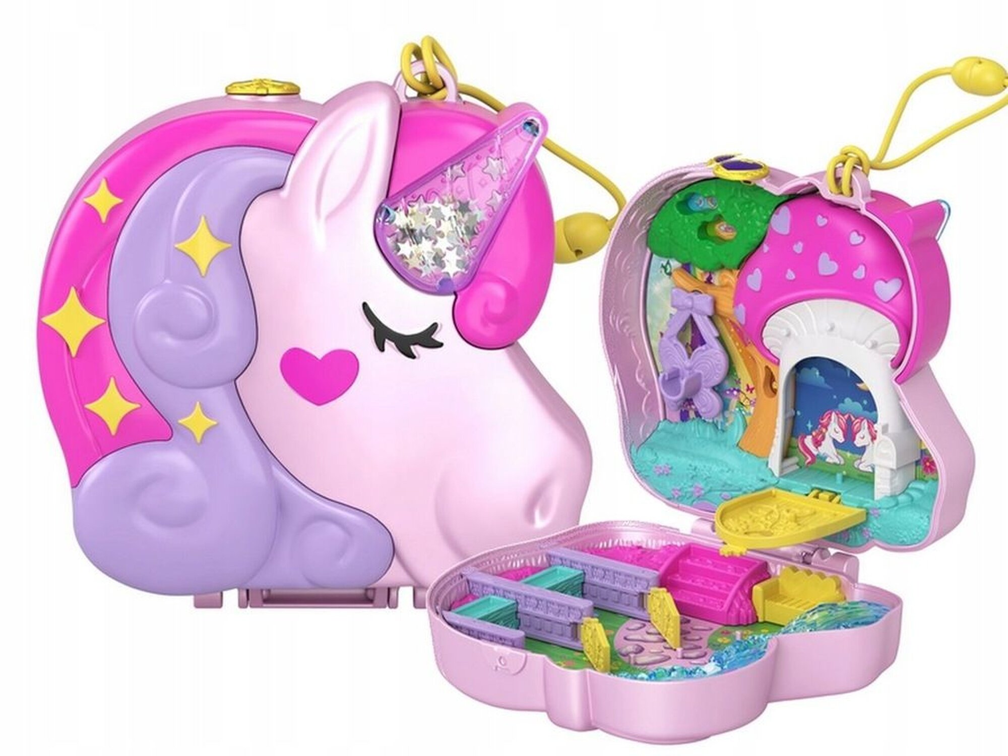 Фигурки Mattel Polly Pocket - Игровой набор Лесной Единорог с фигурками и аксессуарами - Полли Покет HCG20