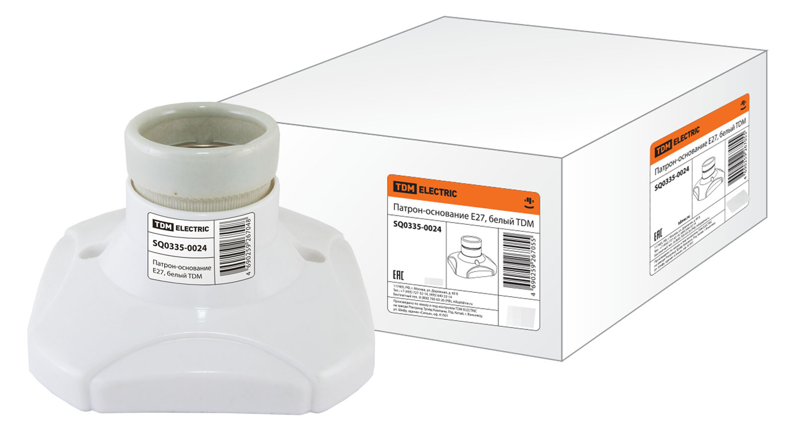 Патрон для лампы TDM Electric / ТДМ Электрик основание, керамика белый, Е27, SQ0335-0024 / электрооборудование