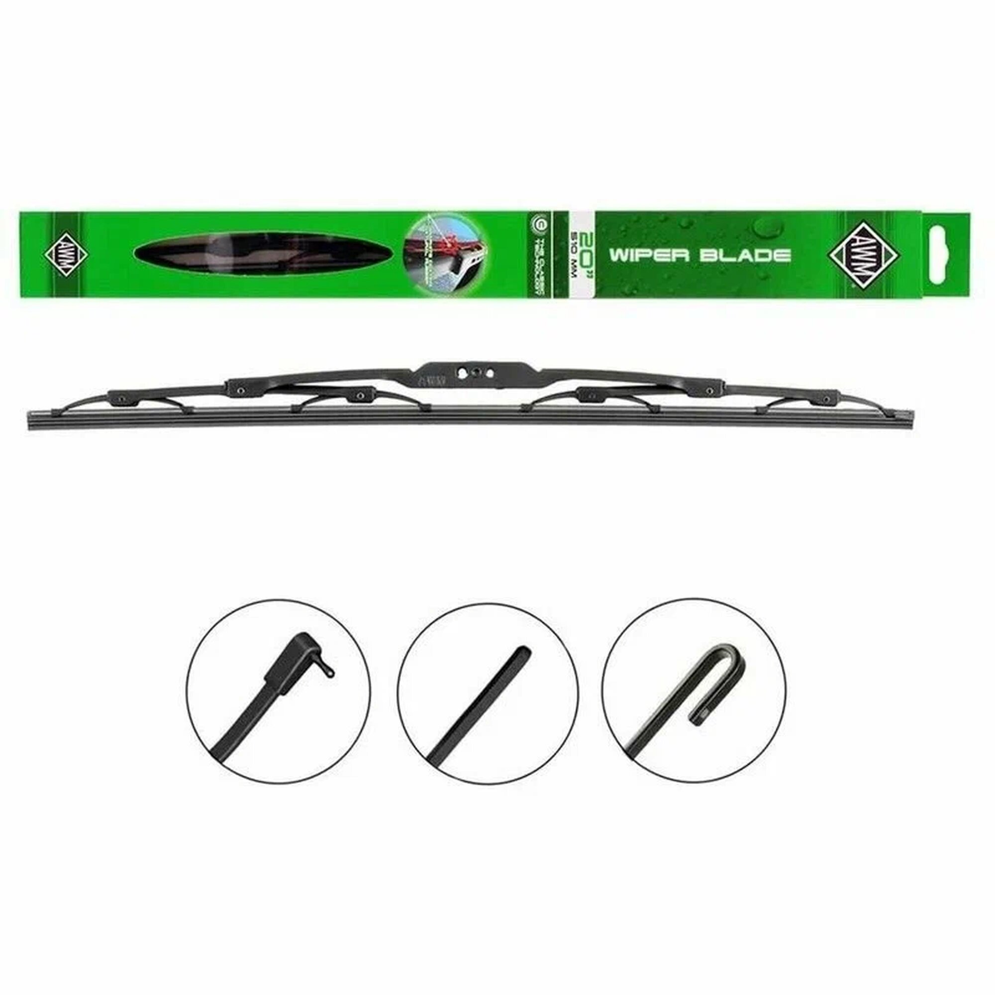 Щетка стеклоочистителя AWM 410000015, каркасная, графитное покрытие, 50 см