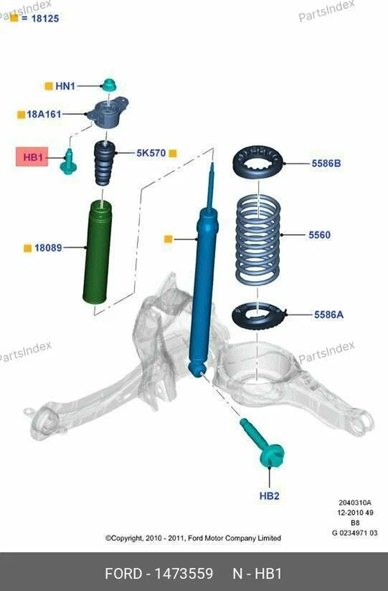 Болт крепления амортизатора Ford TRX310, для заднего моста, 1 шт